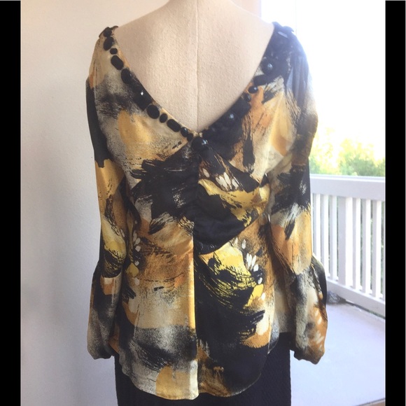 Magaschoni | Tops | Magaschoni Collection 2 Blouse Harvest Gold Black ...